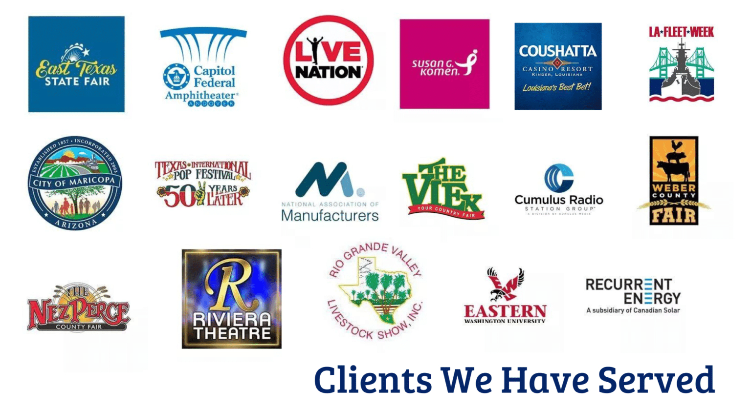 Clients We Have Served - TSE Entertainment